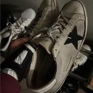 Golden Goose | Shoes | Golden Goose Beige Lowtop Sneakers With Black ...